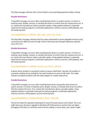 Windows xp blue screen of death stop codes | PDF