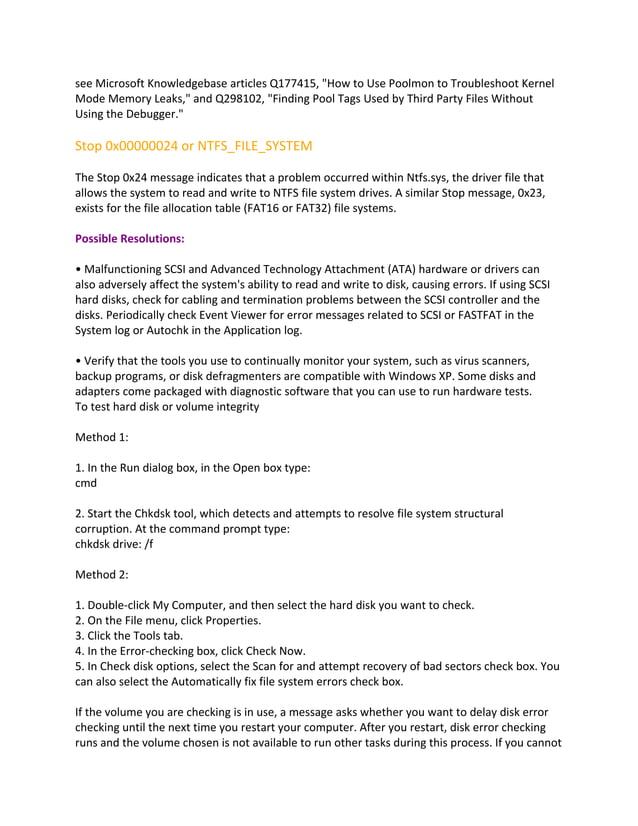 Windows xp blue screen of death stop codes | PDF