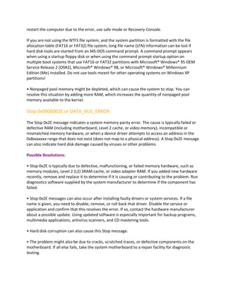 Windows xp blue screen of death stop codes | PDF