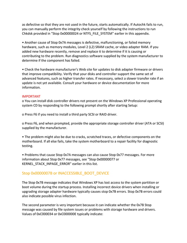 Windows xp blue screen of death stop codes | PDF