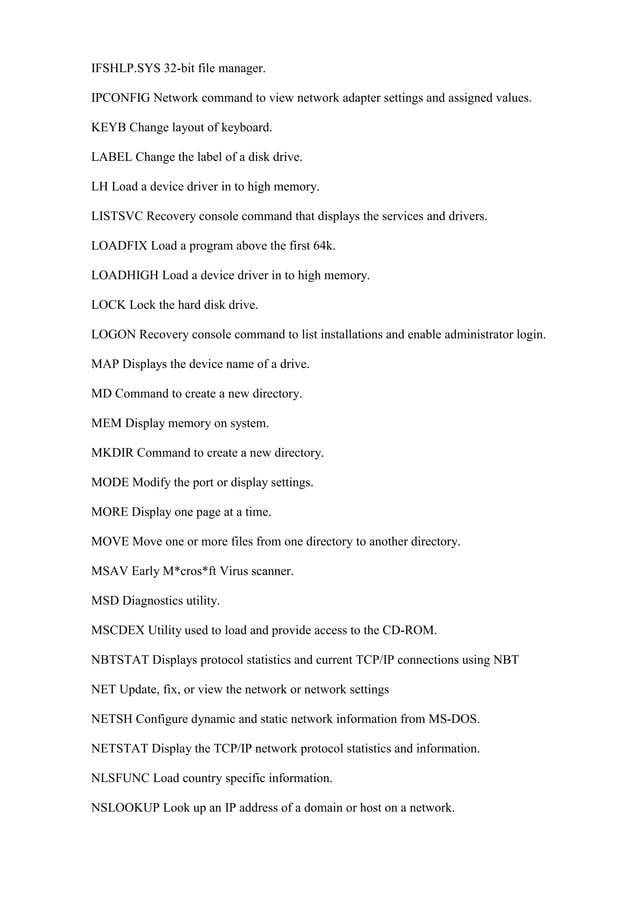 Windows Xp Command Prompt | PDF