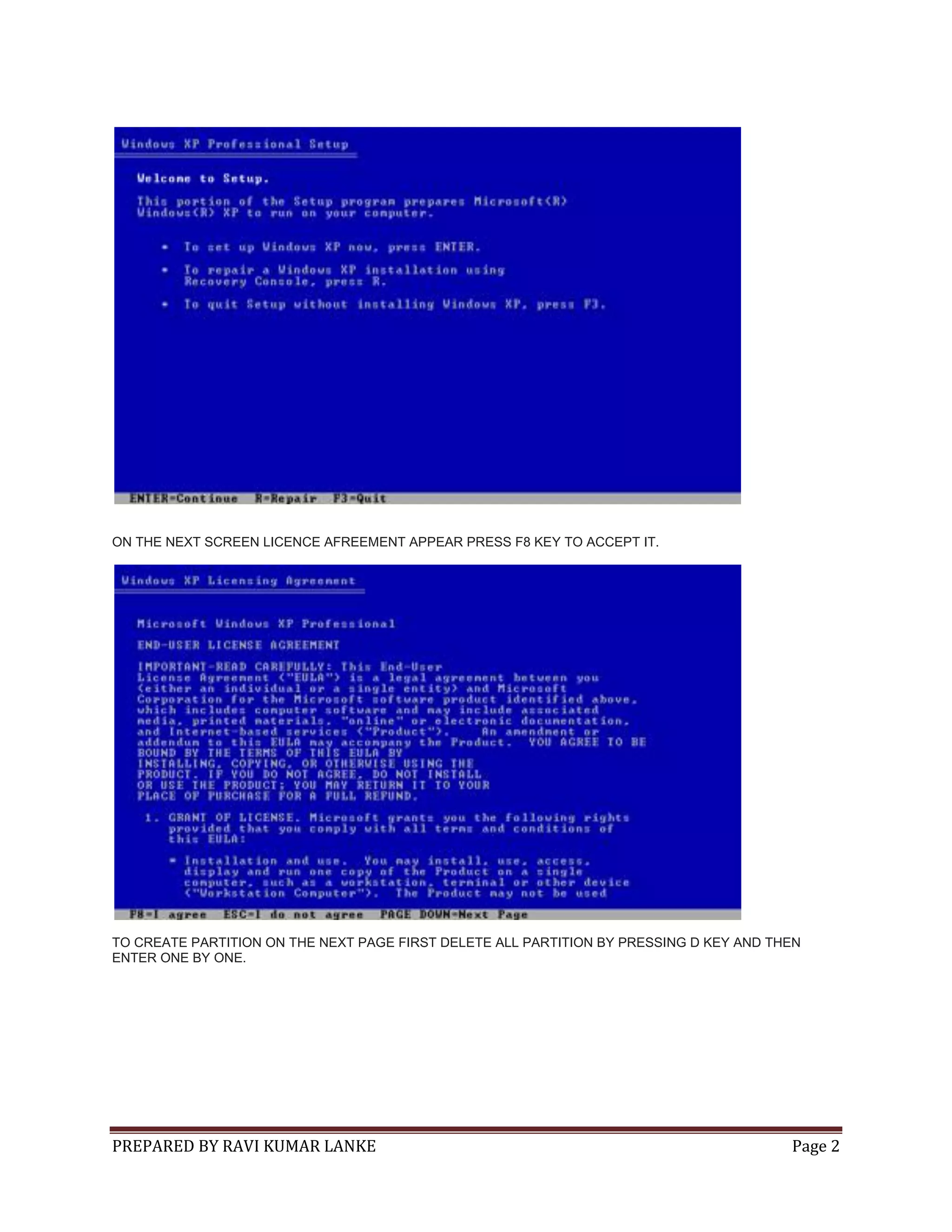 Windows xp installation | PDF