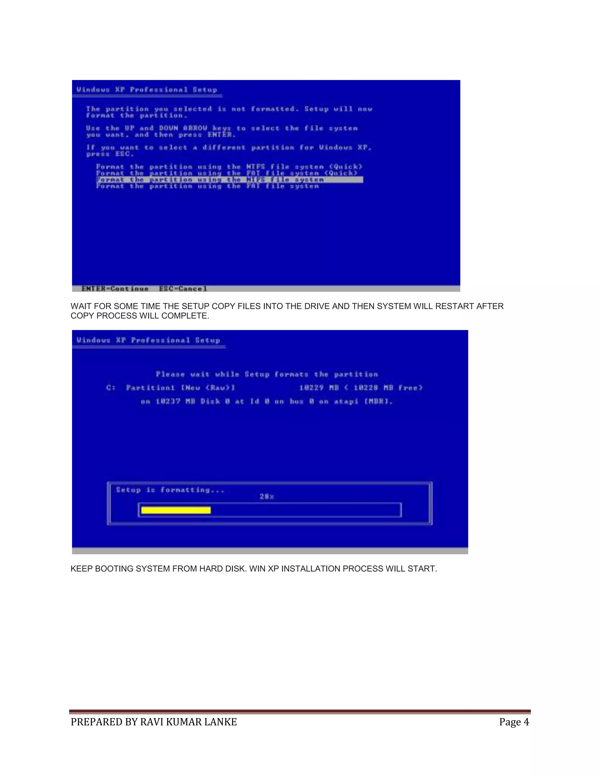 Windows xp installation | PDF