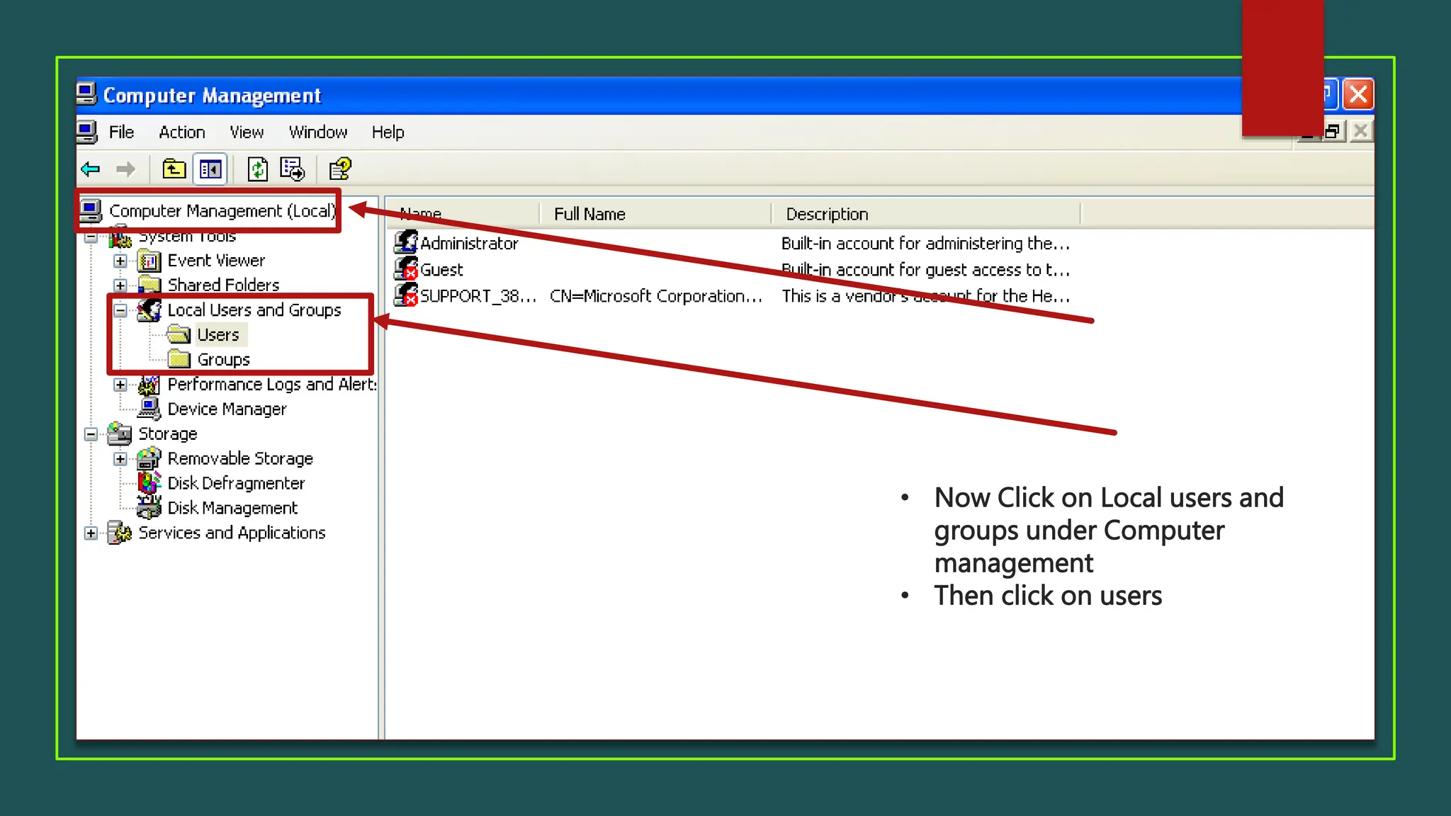 Windows XP Managing users and groups.pptx | Operating Systems | Computer Software and Applications