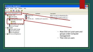 Windows XP Managing users and groups.pptx | Operating Systems ...