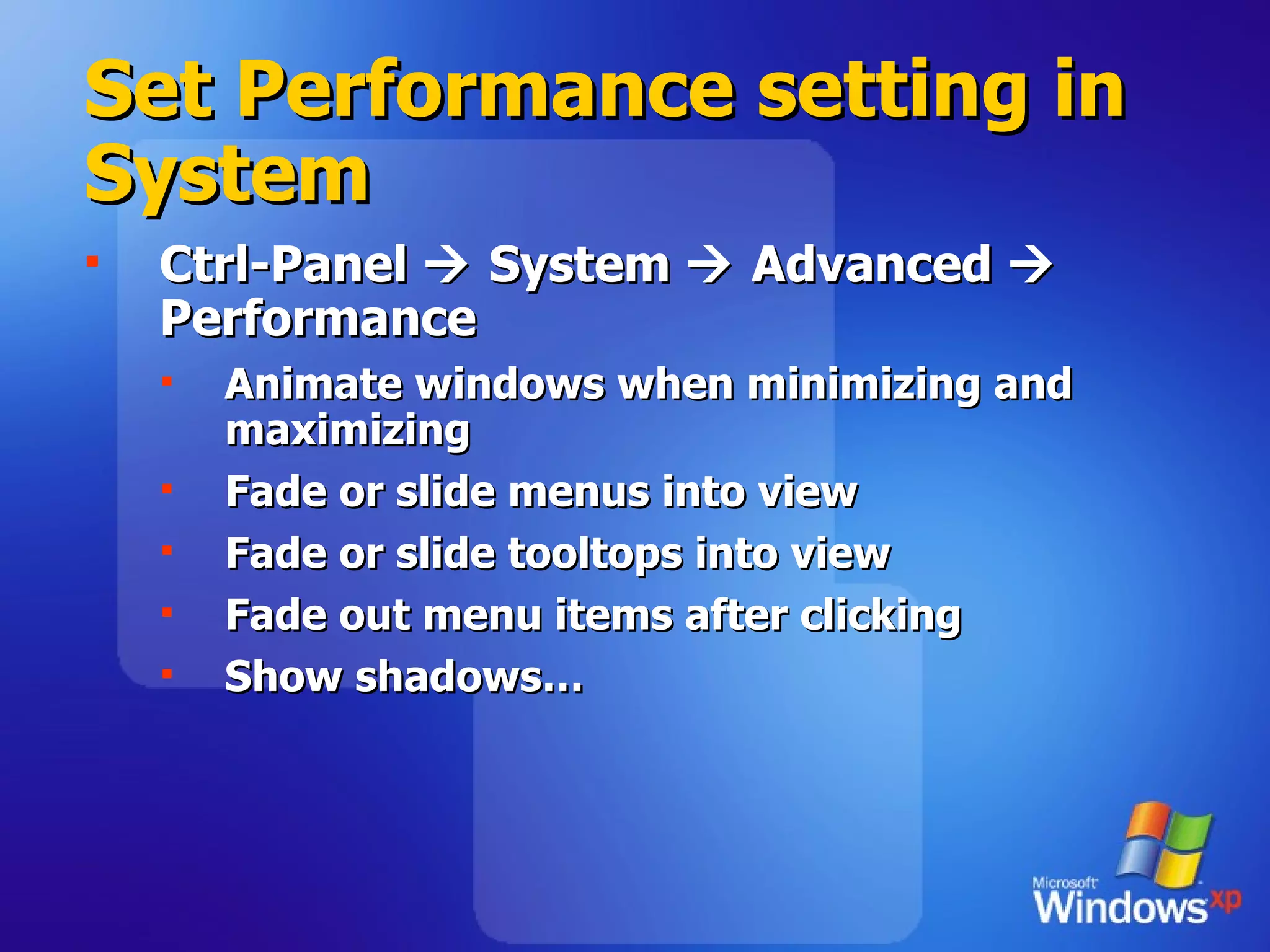 Windows Xp Optimization | PPT
