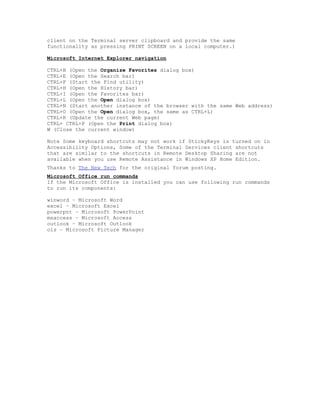 Windows xp run commands and shortcuts | PDF