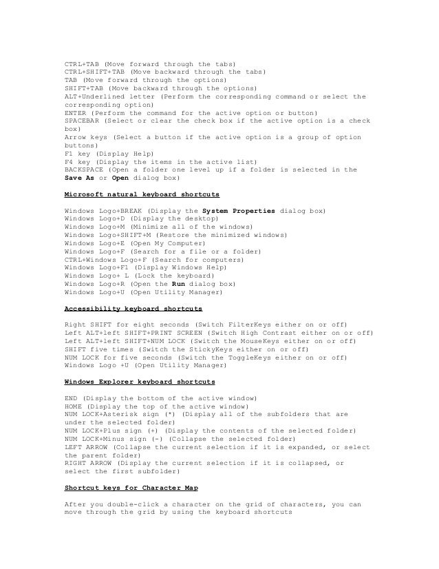 Windows xp run commands and shortcuts