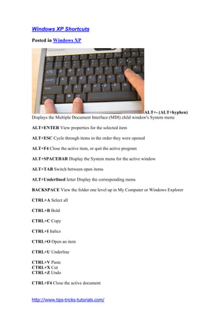 Windows Xp Shortcuts