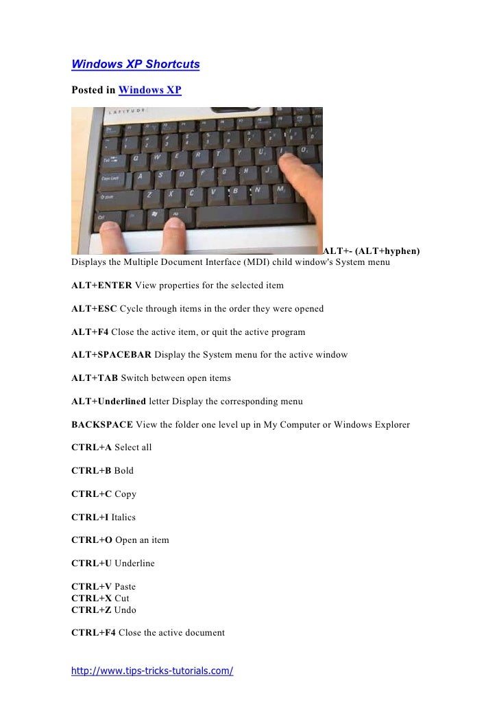 Windows Xp Shortcuts