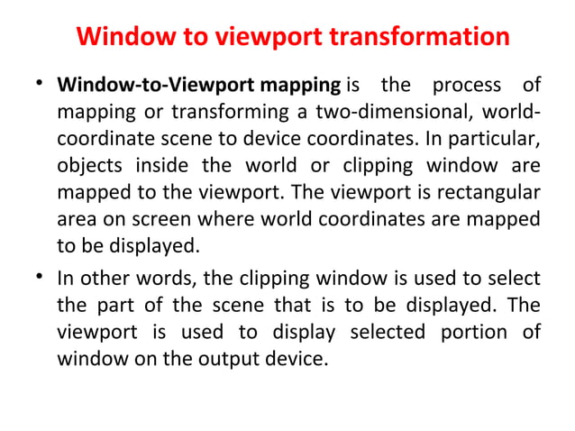 Window To Viewport Transformation Ppt 