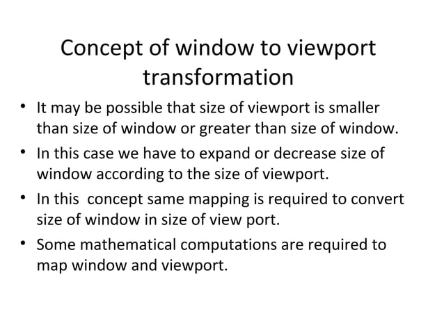 Window To Viewport Transformation Ppt 