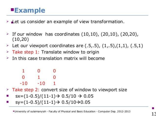 Window To Viewport Transformationandmatrix Representation Of Homogeneous