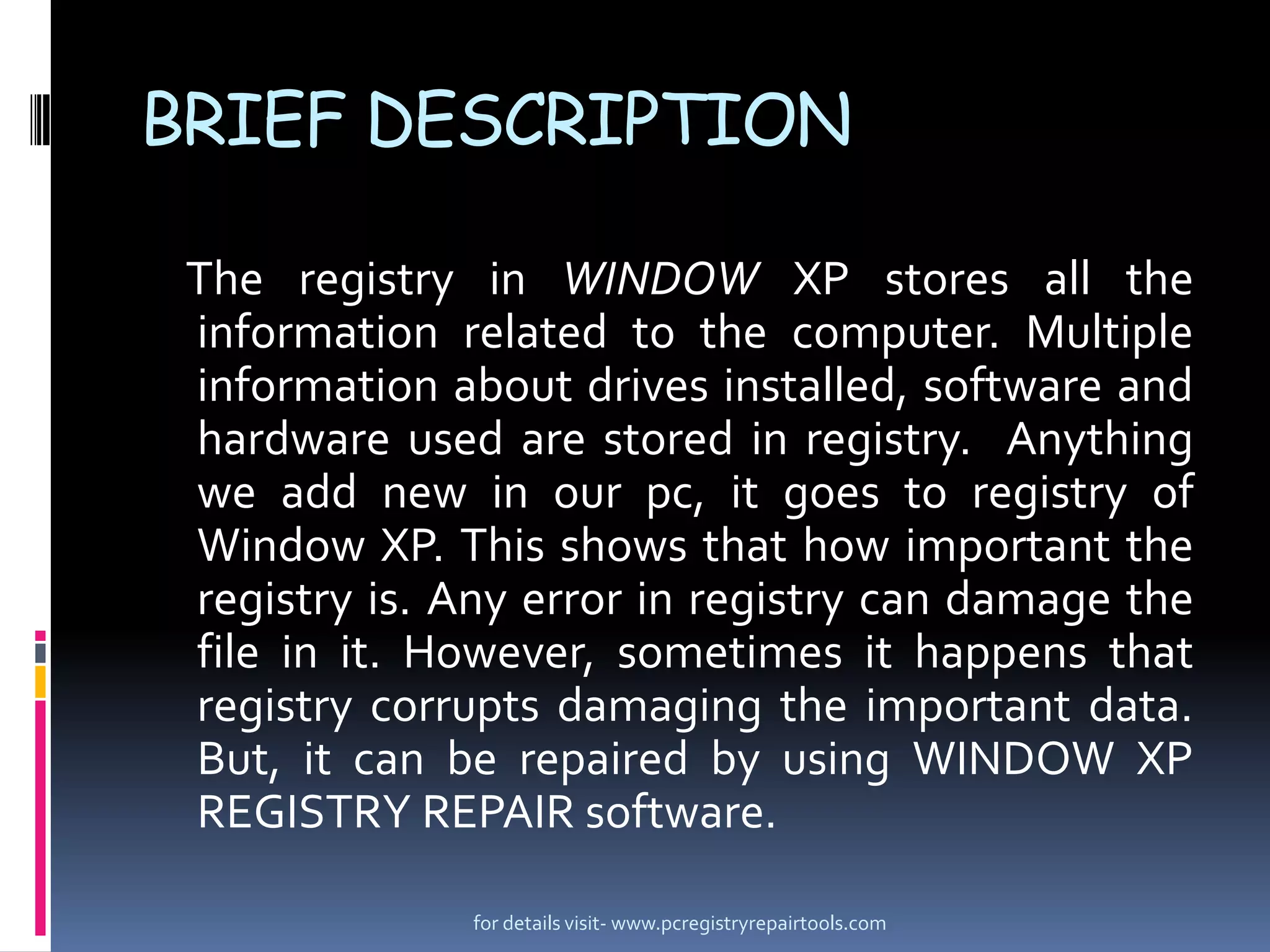 Window xp registry repair | PPTX | Operating Systems | Computer ...