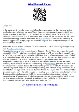 Wind Power Essay | PDF