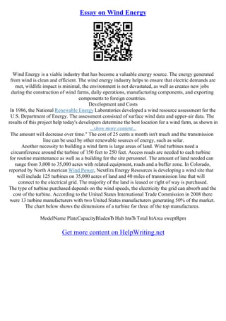 Wind Power Essay | PDF