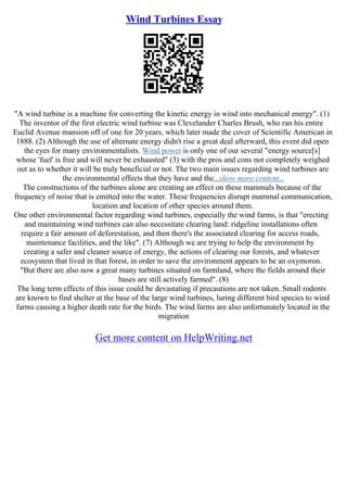 Wind Power Essay | PDF