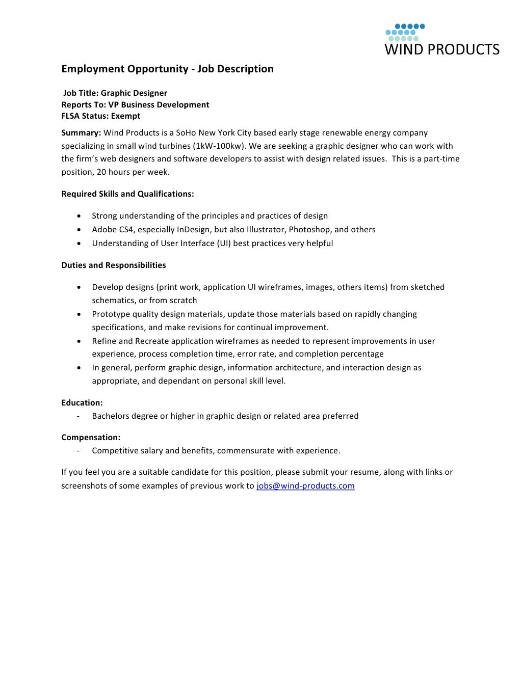 Wind Products Graphic Designer Job Description wind-products-graphic-designer-job-description