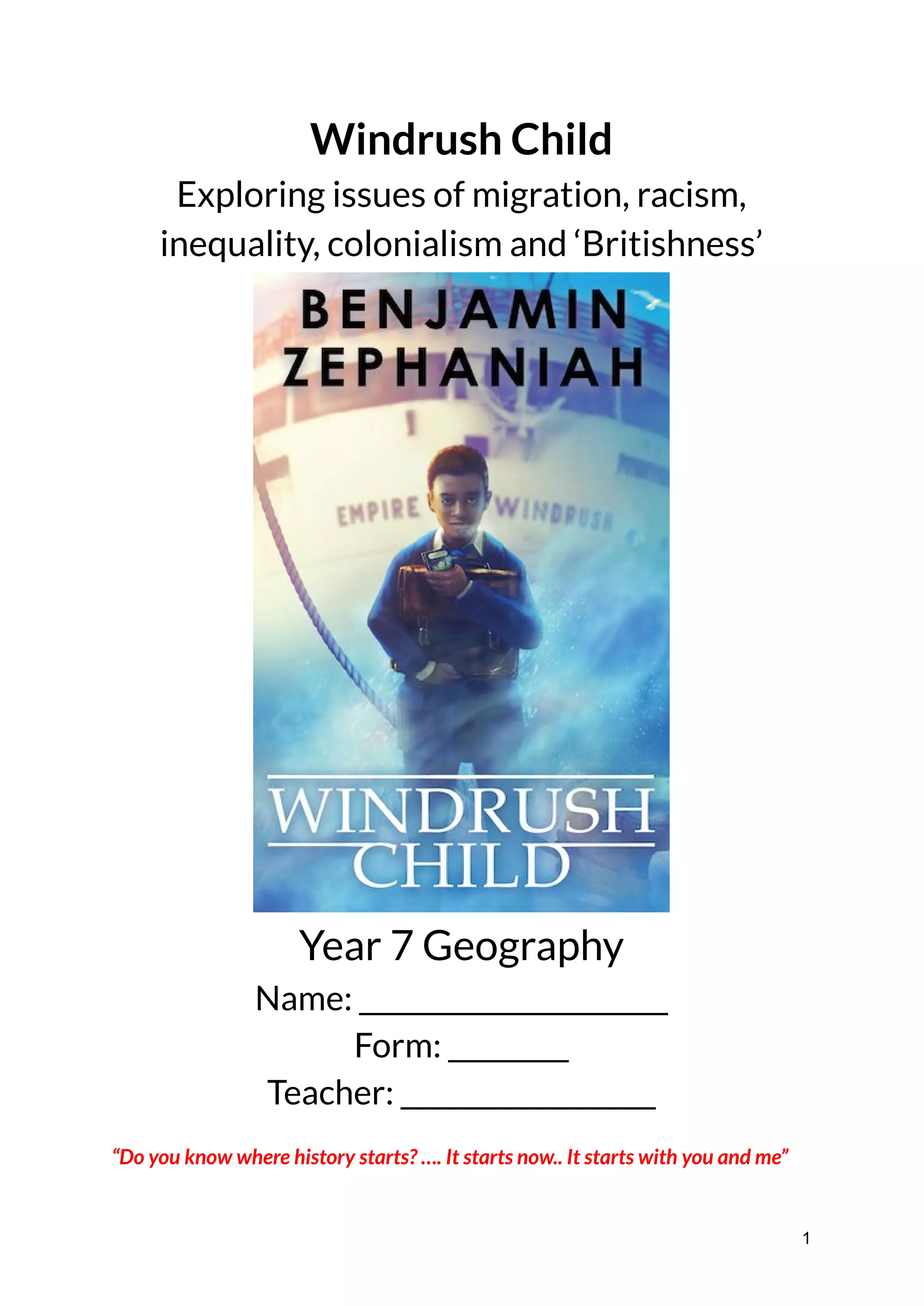 Windrush Child - Student Workbook | PDF