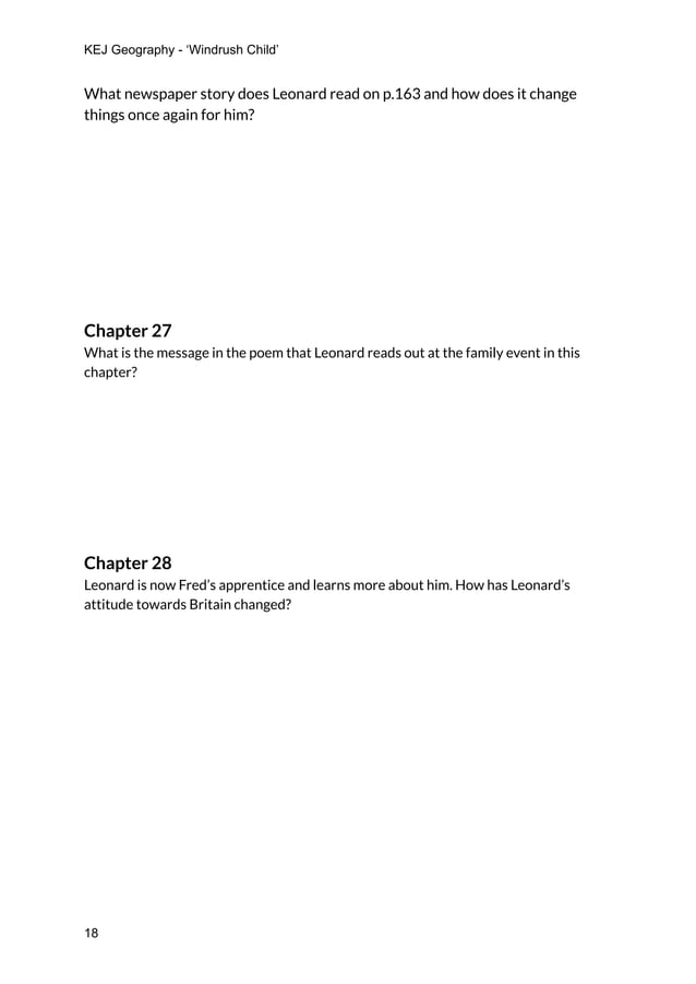 Windrush Child - Student Workbook | PDF | Genres