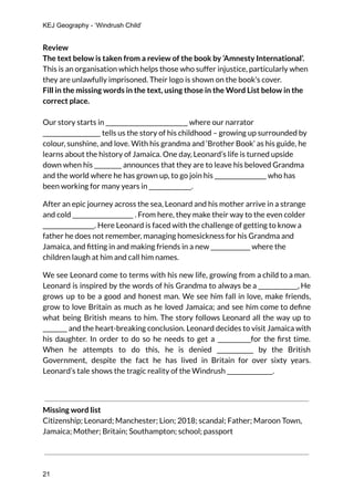 Windrush Child - Student Workbook | PDF