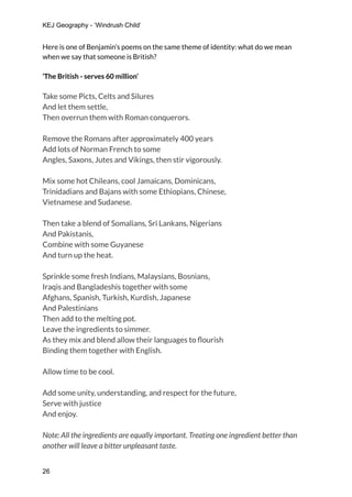 Windrush Child - Student Workbook | PDF