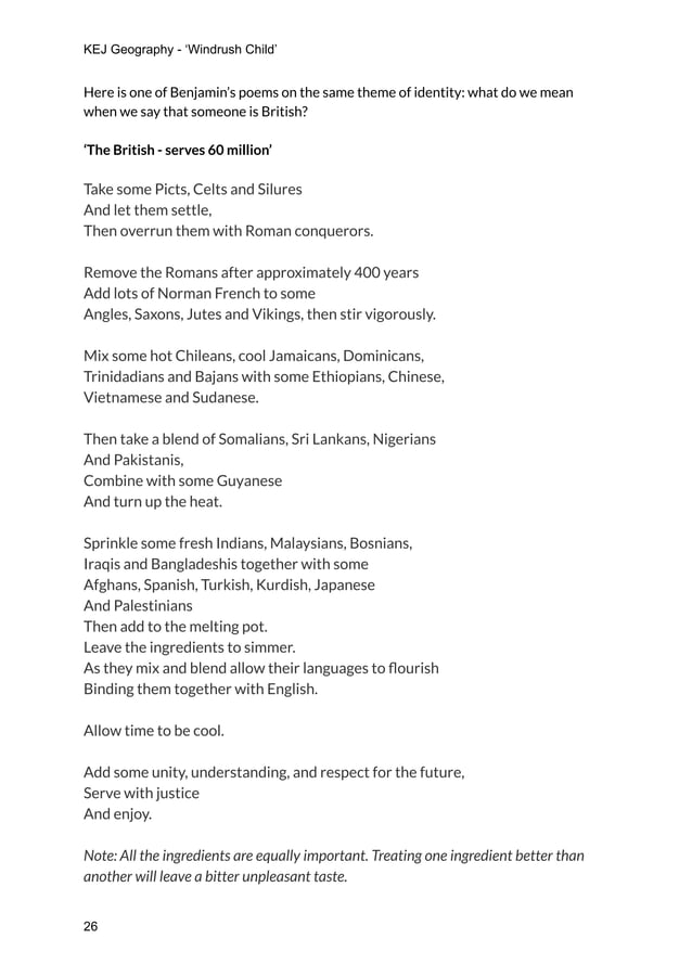 Windrush Child - Student Workbook | PDF | Genres