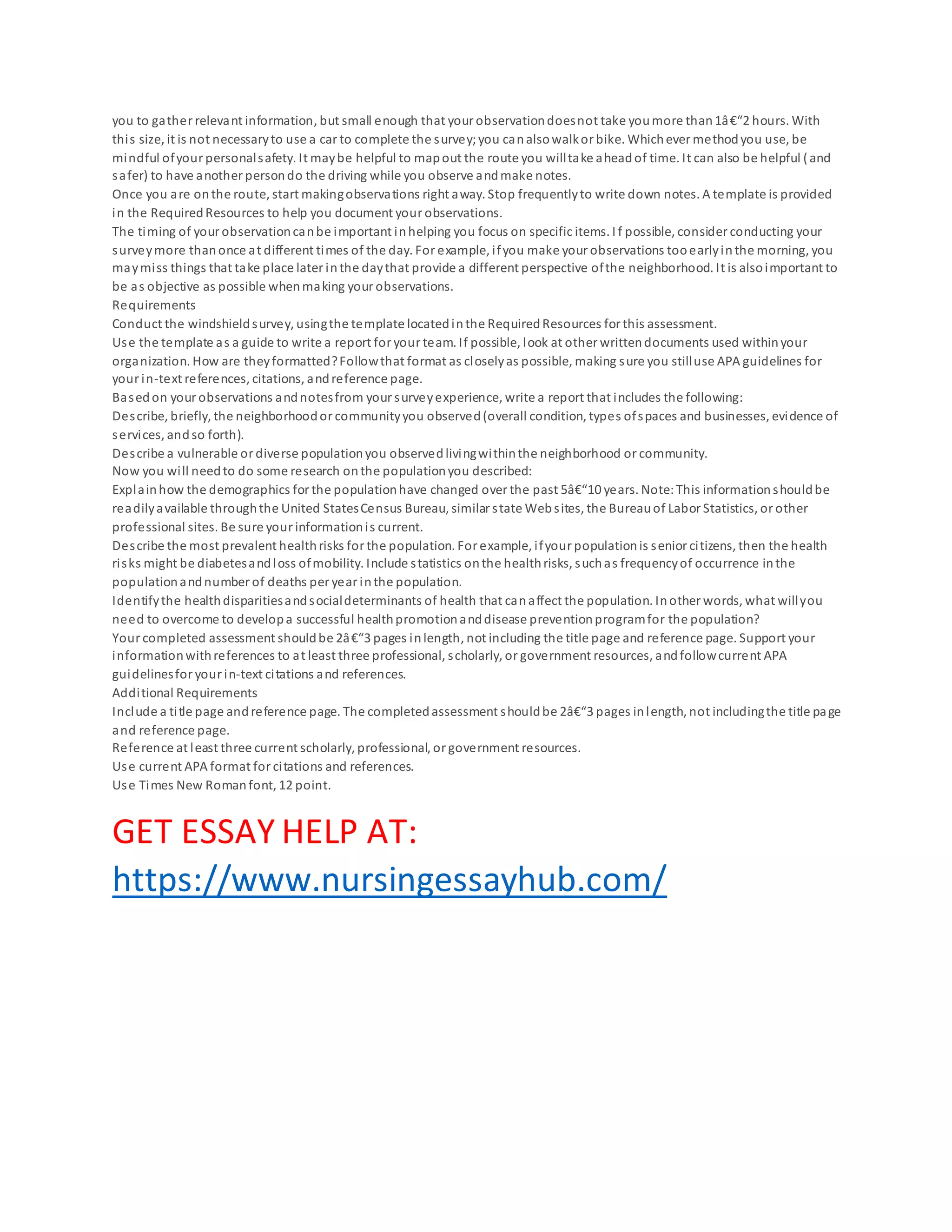 Windshield survey | DOCX