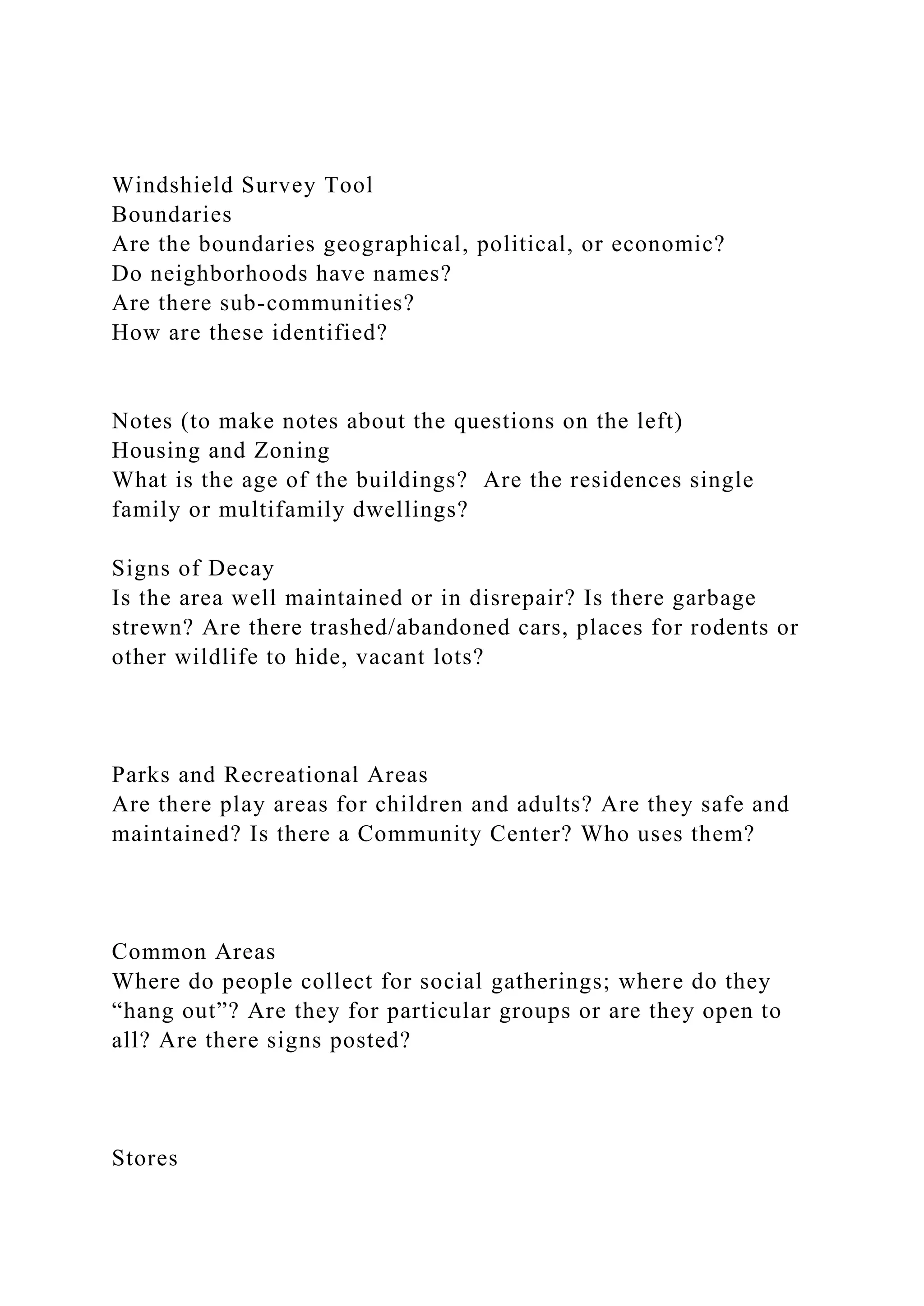 Windshield Survey ToolBoundariesAre the boundaries geographica.docx