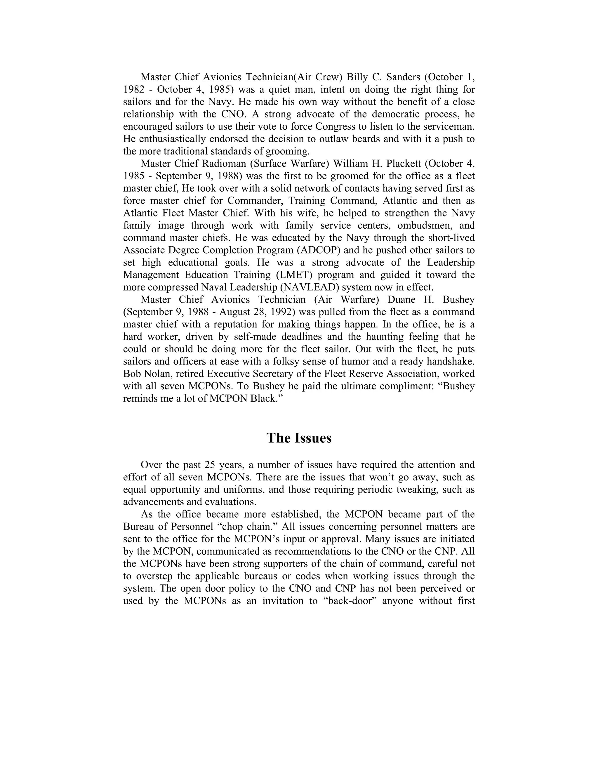 Winds of Change (History of MCPON Office) | PDF
