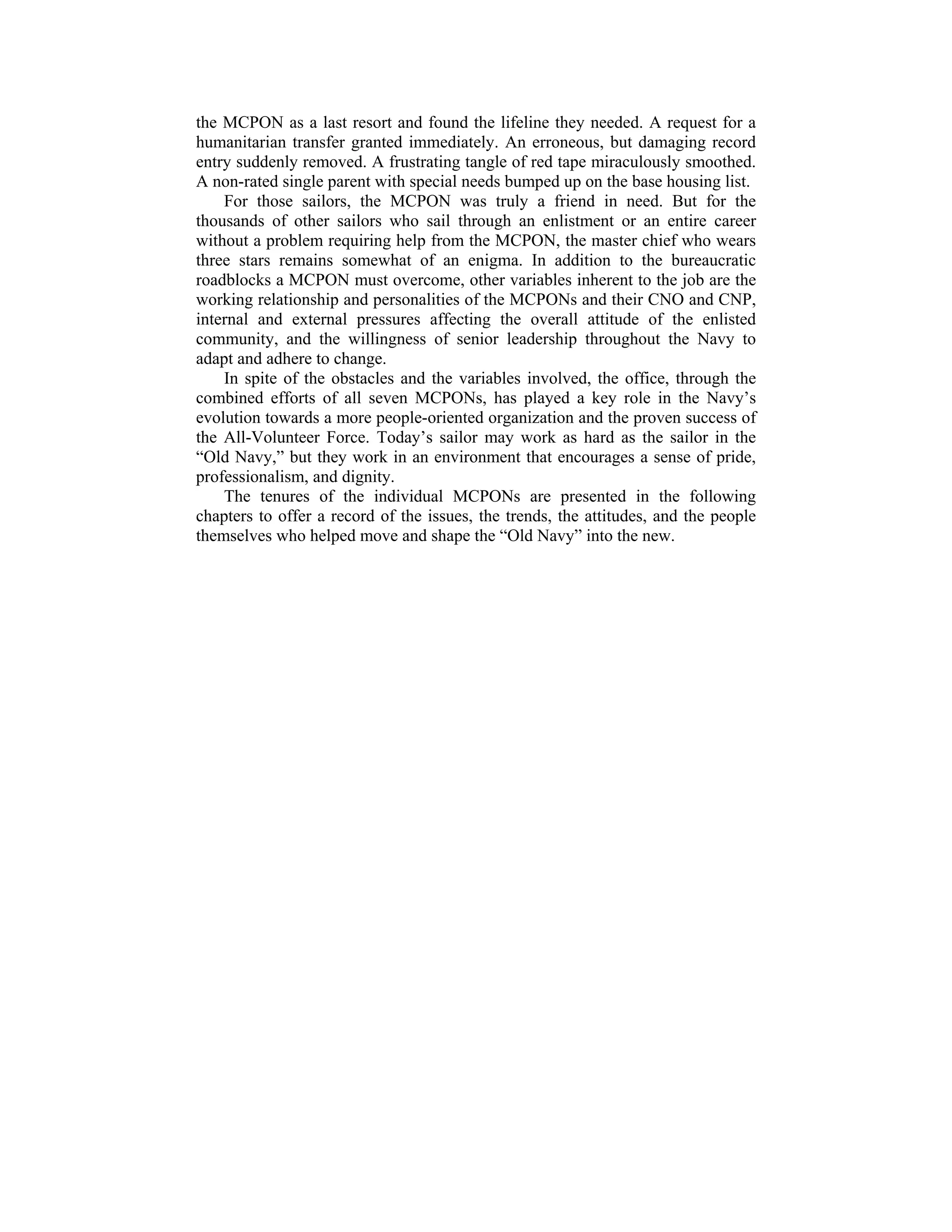 Winds of Change (History of MCPON Office) | PDF