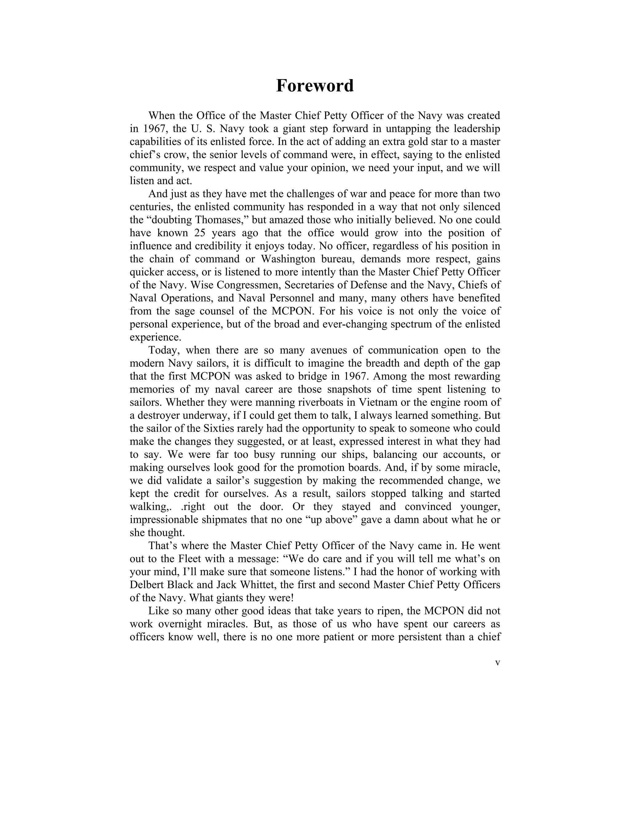 Winds of Change (History of MCPON Office) | PDF