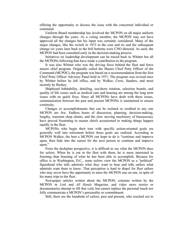 Winds of Change (History of MCPON Office) | PDF