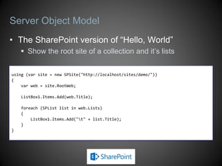 Tutorial, Part 2: SharePoint 101: Jump-Starting the Developer by Rob ...