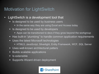 Integrating SharePoint 2010, 2013 and Visual Studio Lightswitch by Rob Windsor - SPTechCon | PPT