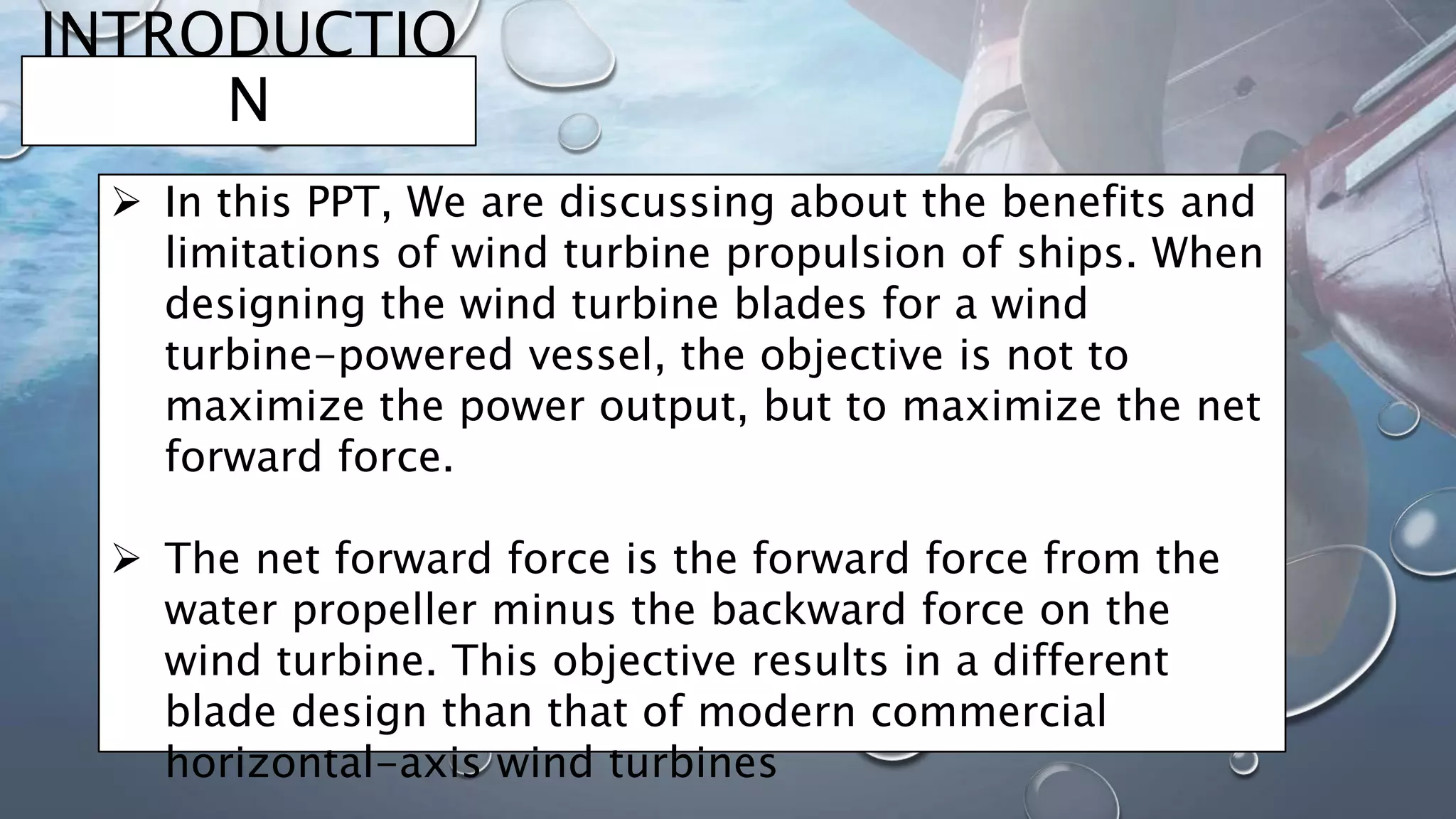 Wind Turbine Propulsion of Ships (1).pptx