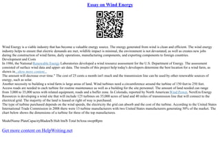 Wind Turbines Essay | PDF