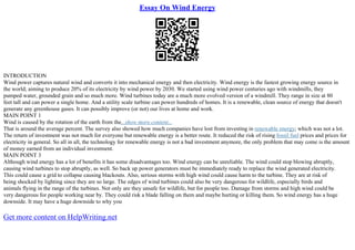 Wind Turbines Essay | PDF