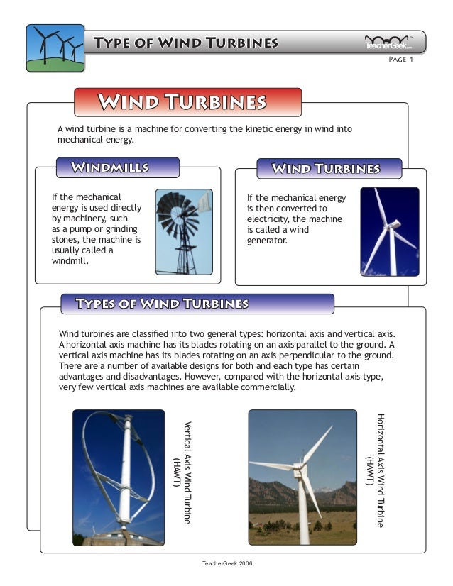 Wind turbine types