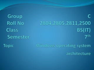 Window architecture | PPTX | Operating Systems | Computer Software and ...