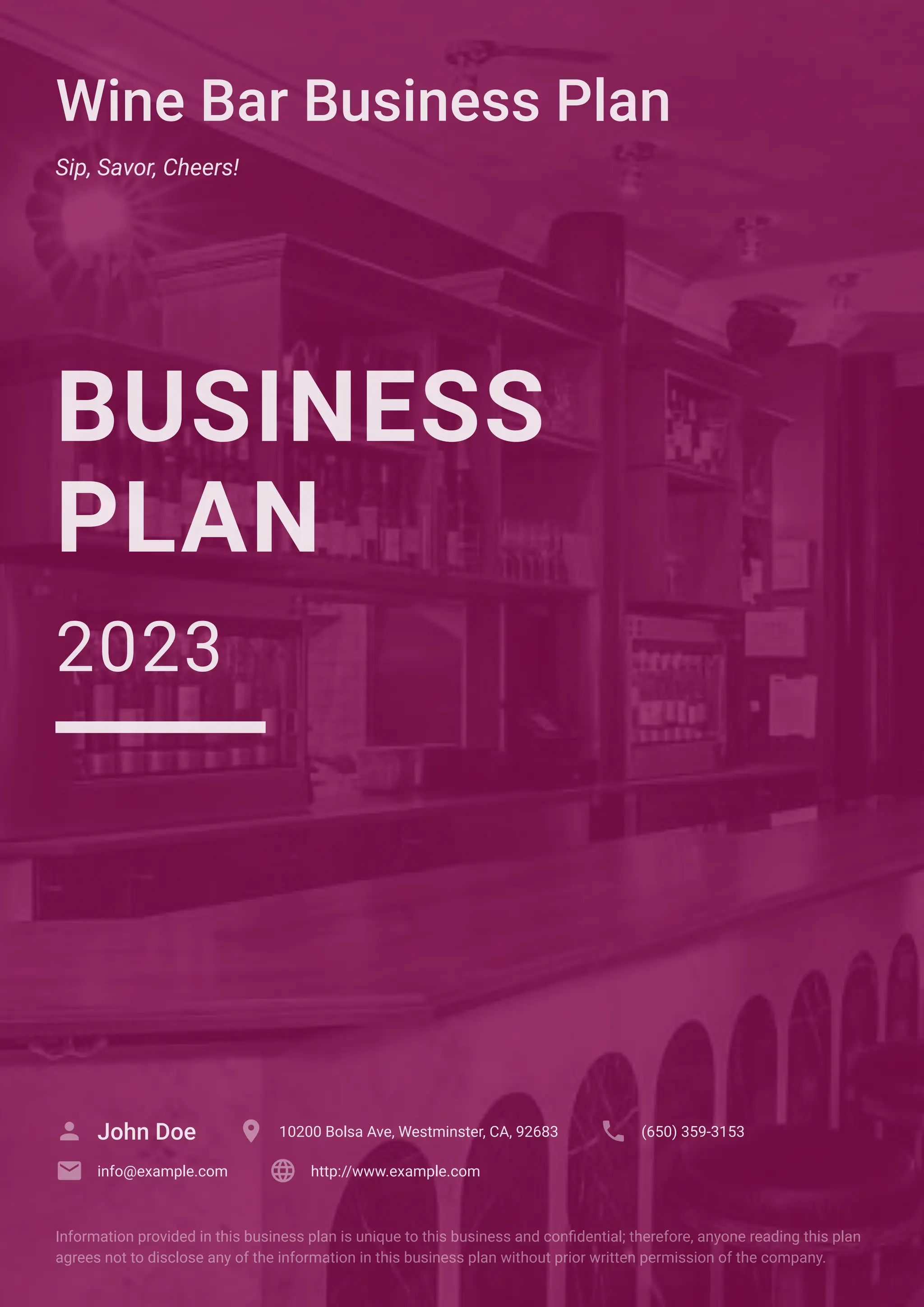 Wine Bar Business Plan Example | Upmetrics | PDF
