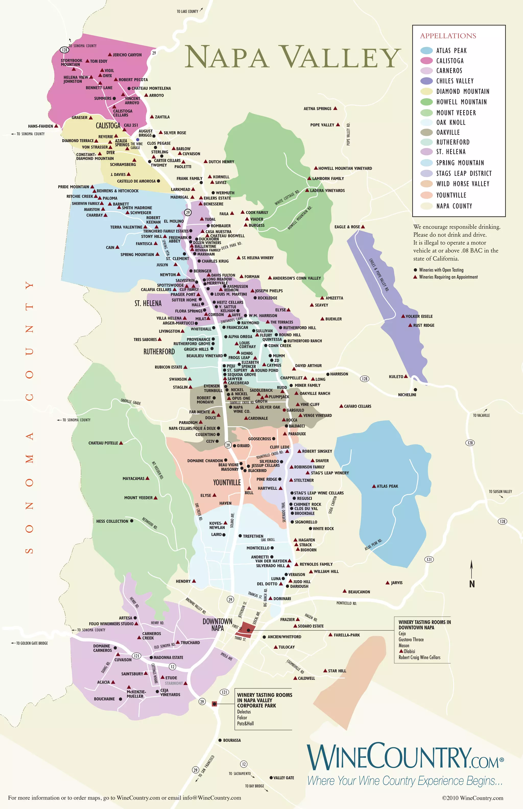 Mapa de viñedos en Napa Valley - de los viajes de Luis Fernando Heras ...