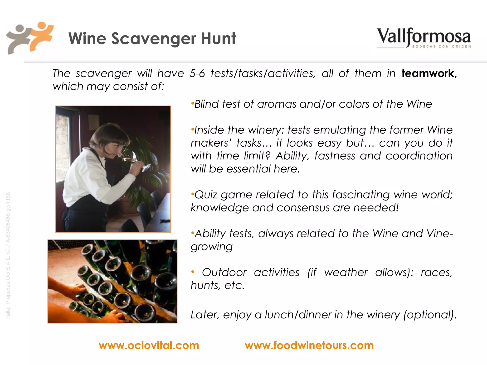 Wine Scavenger Hunt in Vallformosa Winery | PPT | Alcoholic Beverages ...