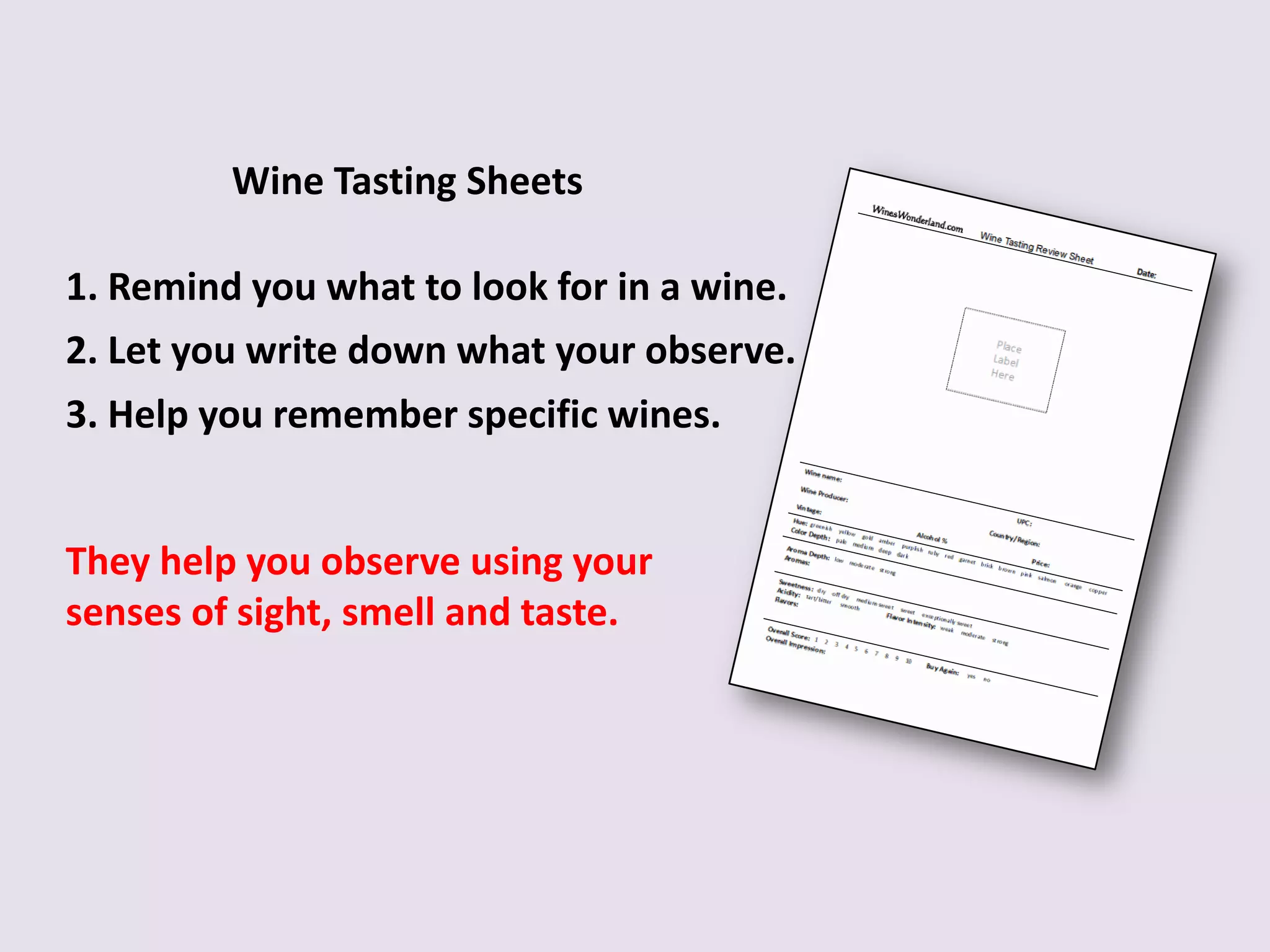 Wine tasting using a wine tasting sheet | PPT