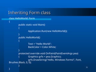 Windows form applicationWindows form application | PPT