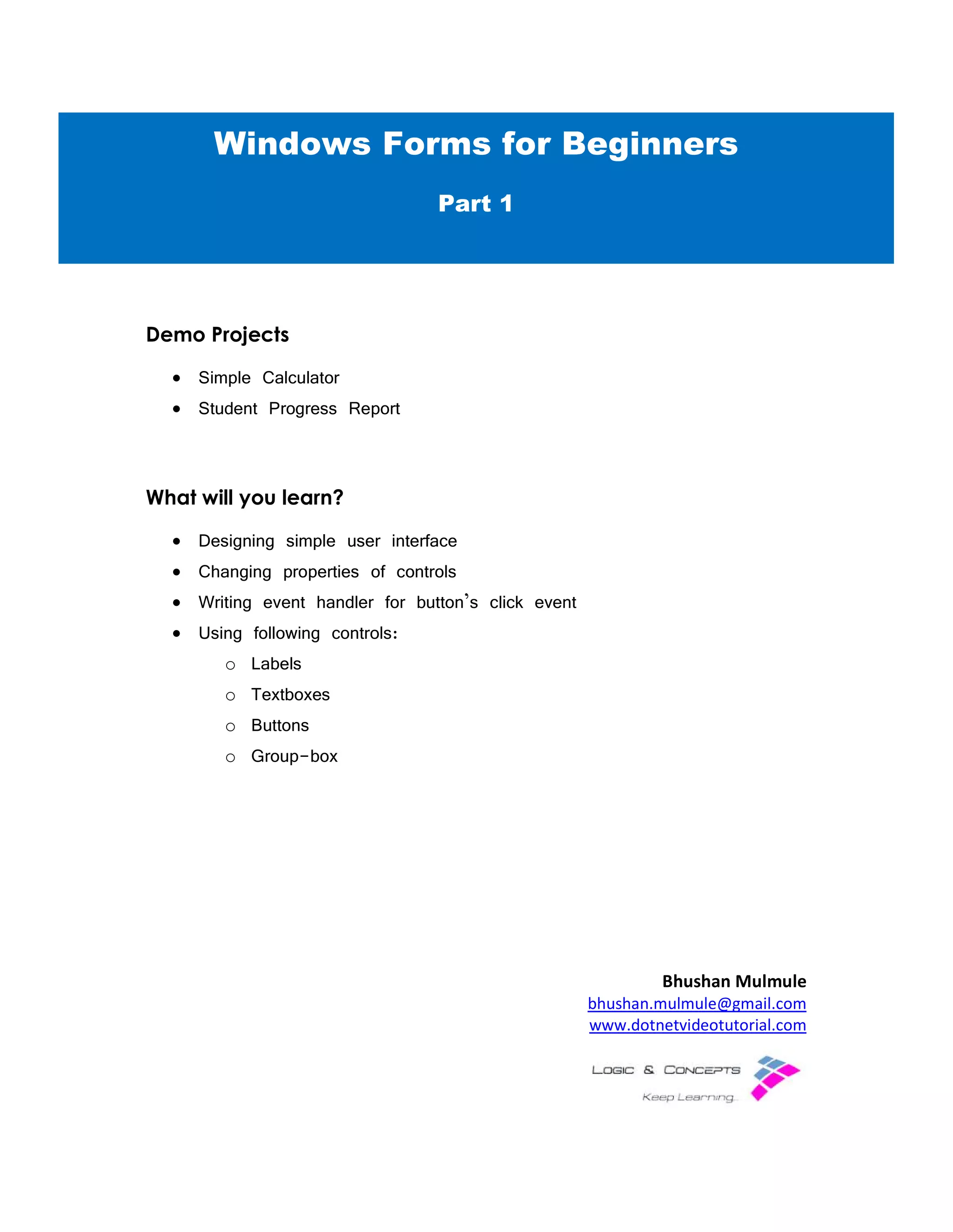 Windows Forms For Beginners Part - 1 | PDF