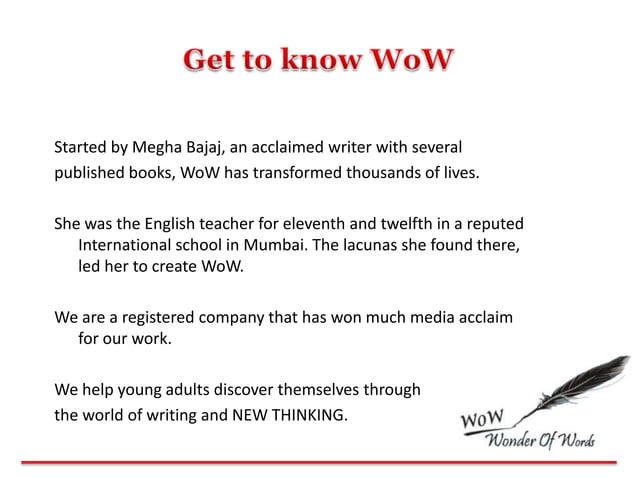 Wings on words - Writing workshop for young adults | PPT