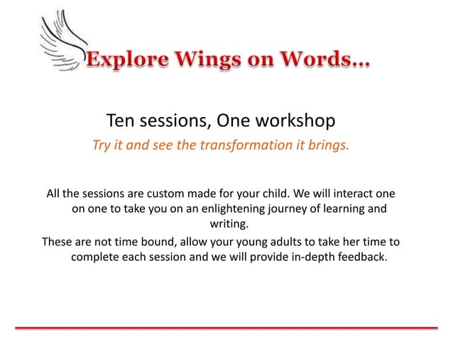 Wings on words - Writing workshop for young adults | PPT