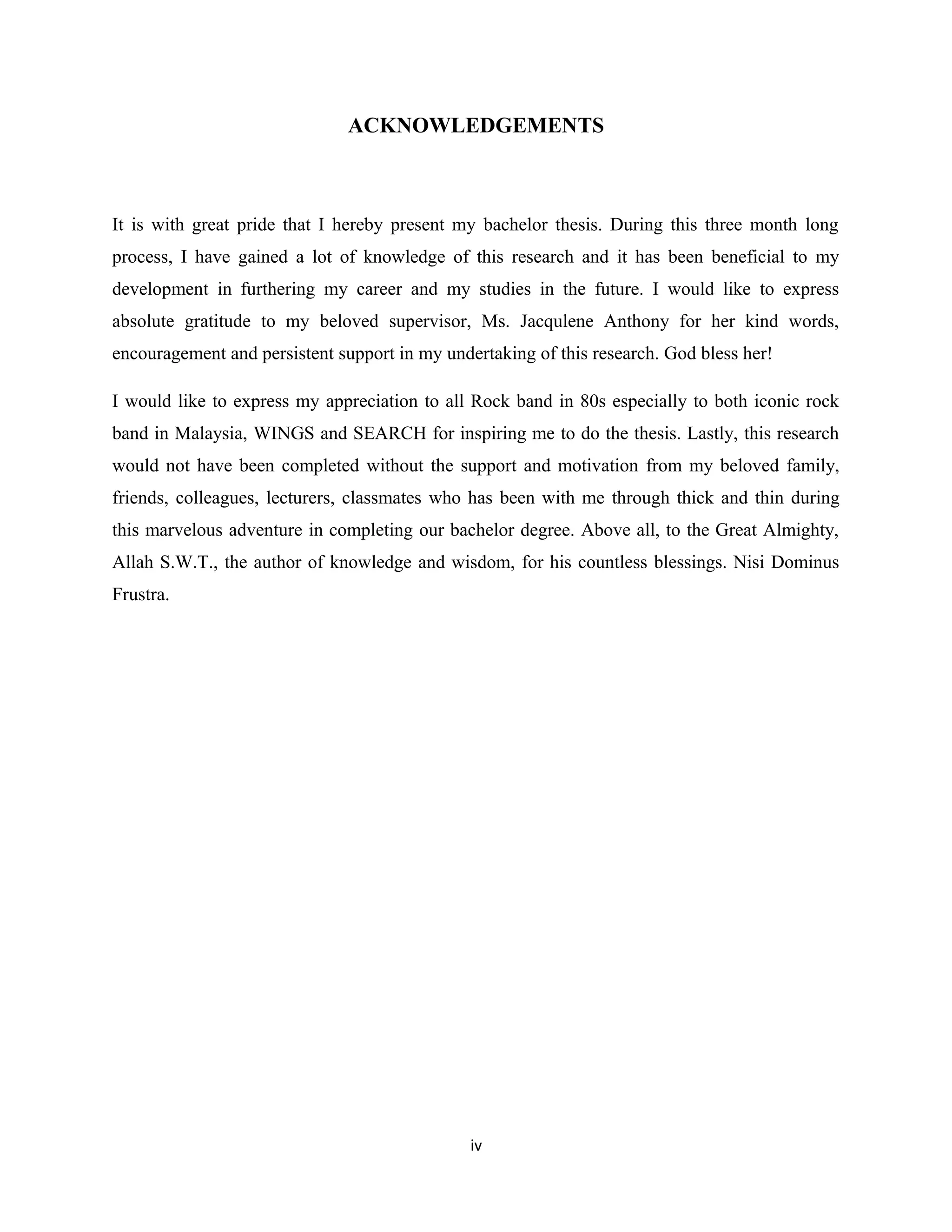 Wings table of contents, abstract, acknowledgement | DOC