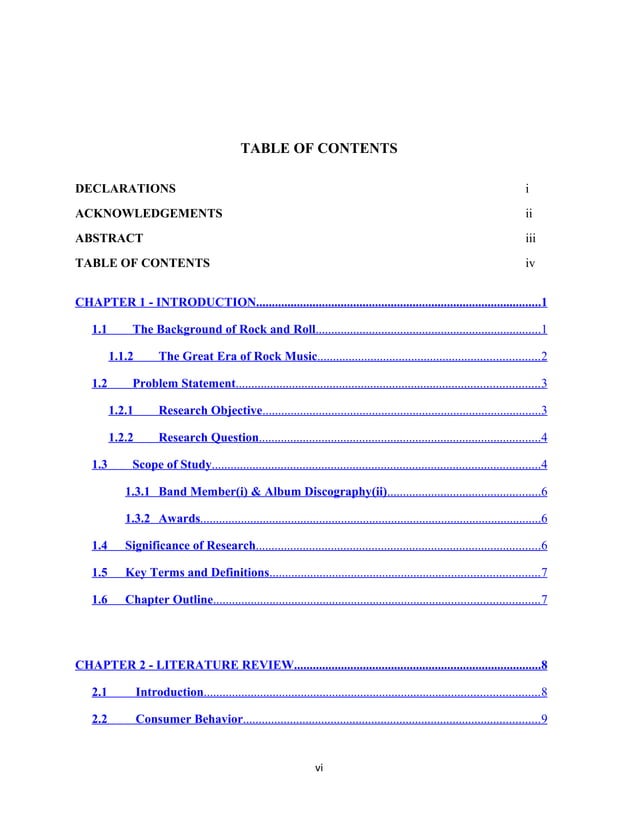 Wings table of contents, abstract, acknowledgement | DOC